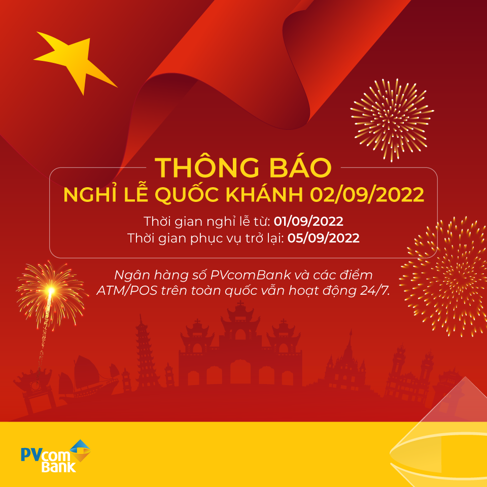 PVCOMBANK THÔNG BÁO NGHỈ LỄ QUỐC KHÁNH 02/09/2022 | Tin PVcomBank | Tin ...